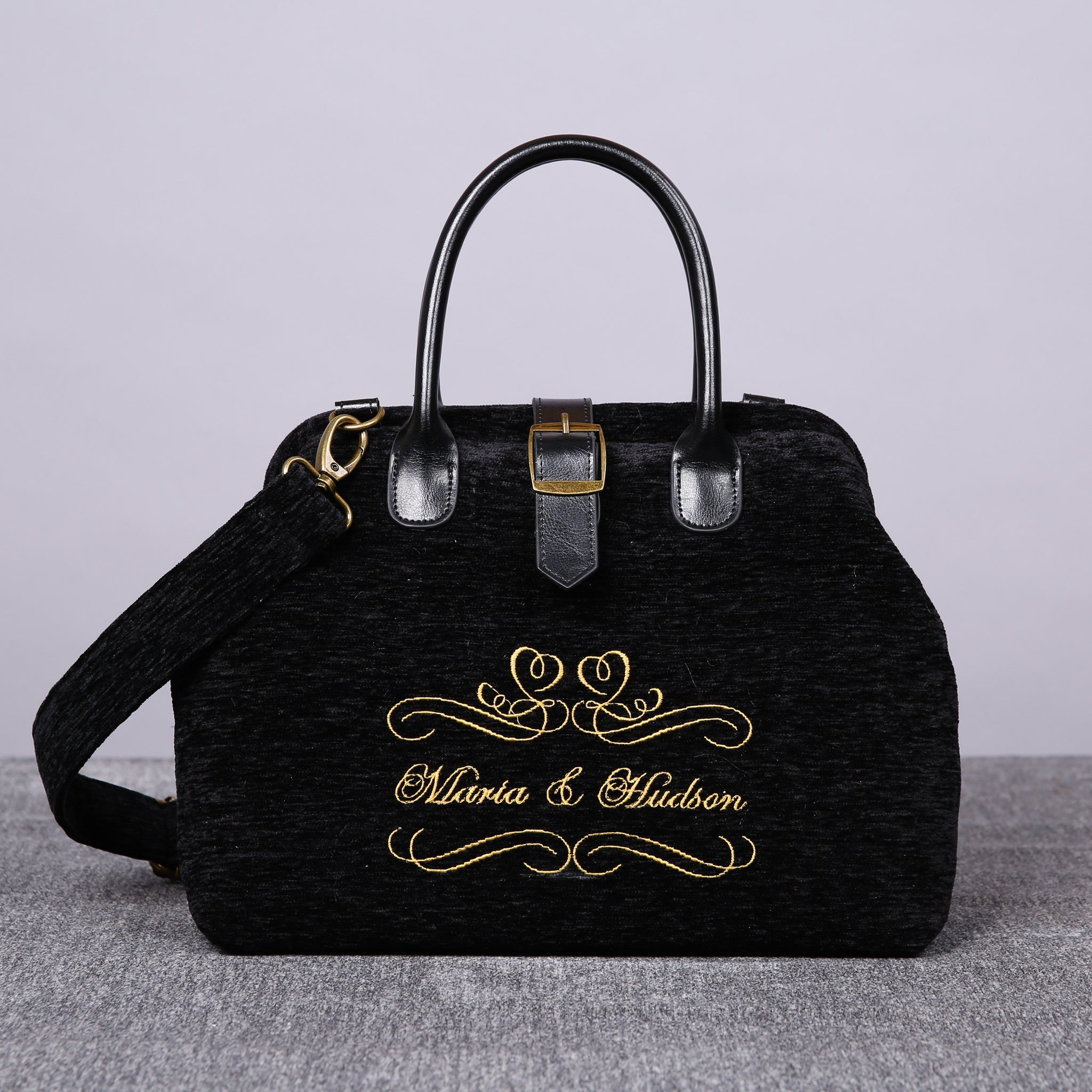 Purse Carpetbag In Black | Luxury Monogram ( Double Names )