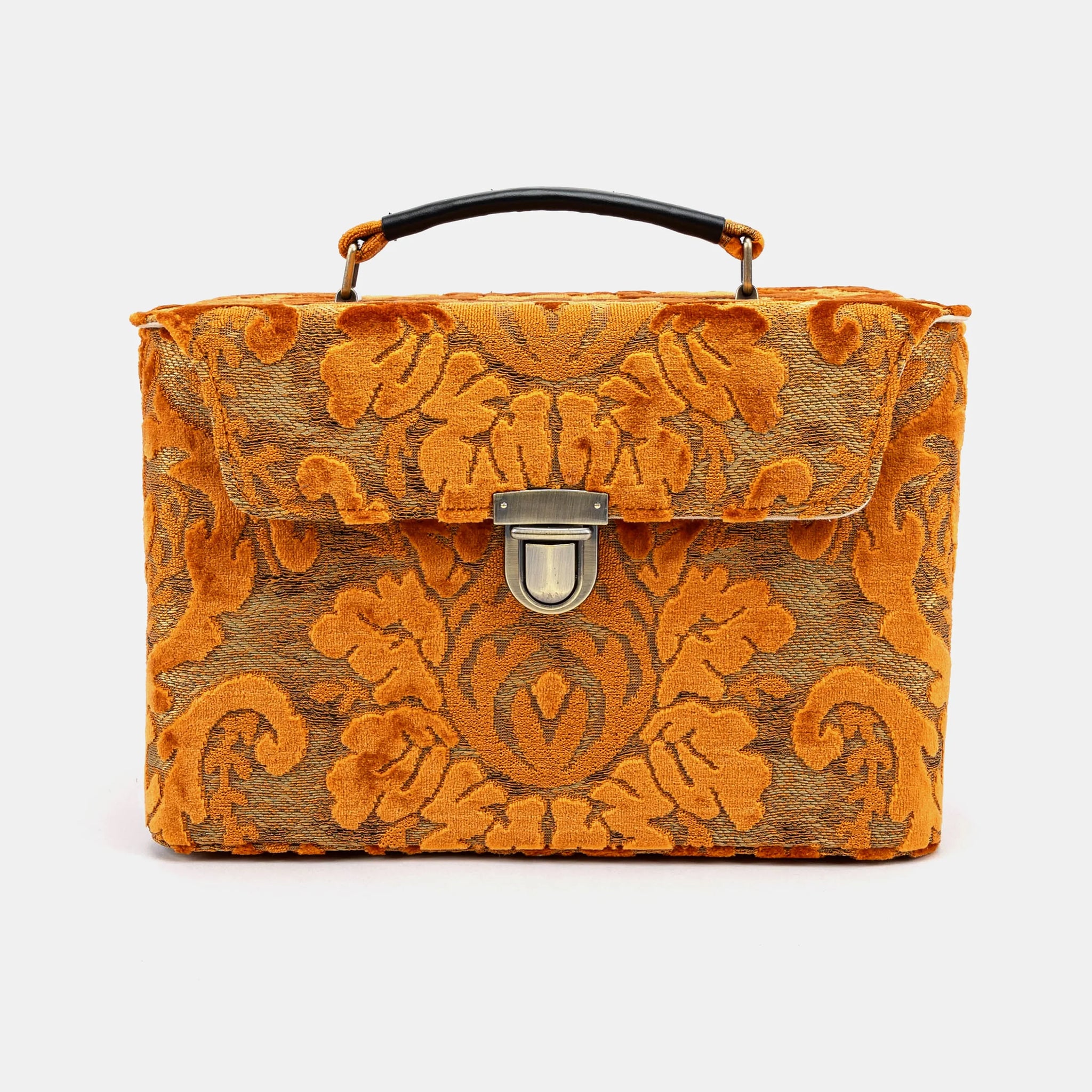 Josephine Large Train Case Purse | Burnout Velvet Orange