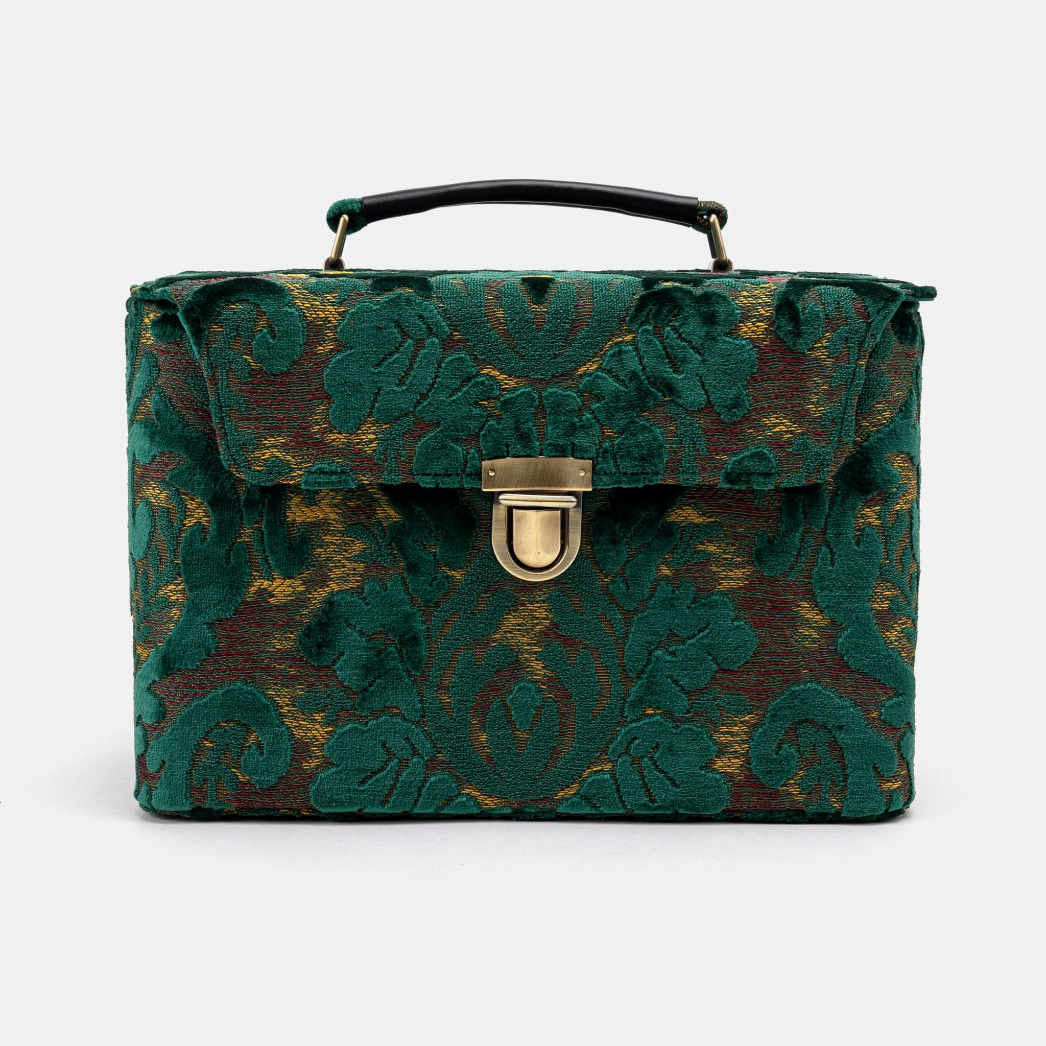Josephine Large Train Case Purse | Burnout velvet Jade Green