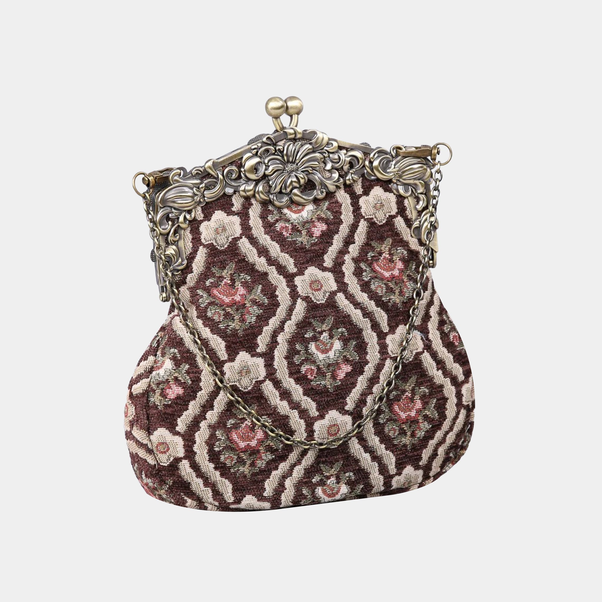 Traditional Brown Chatelaine Purse Large Carpetbag of America
