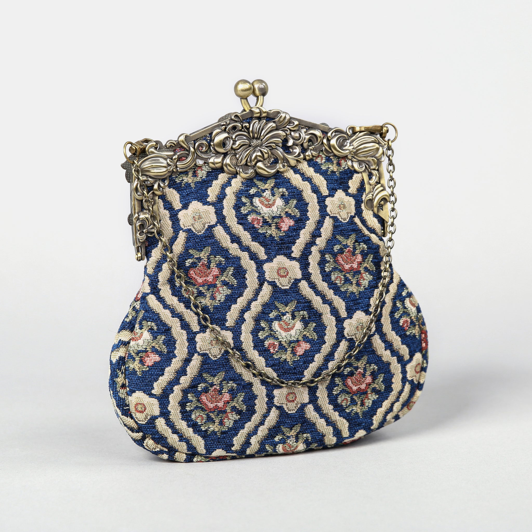 Traditional Blue Chatelaine Purse Large Carpetbag of America
