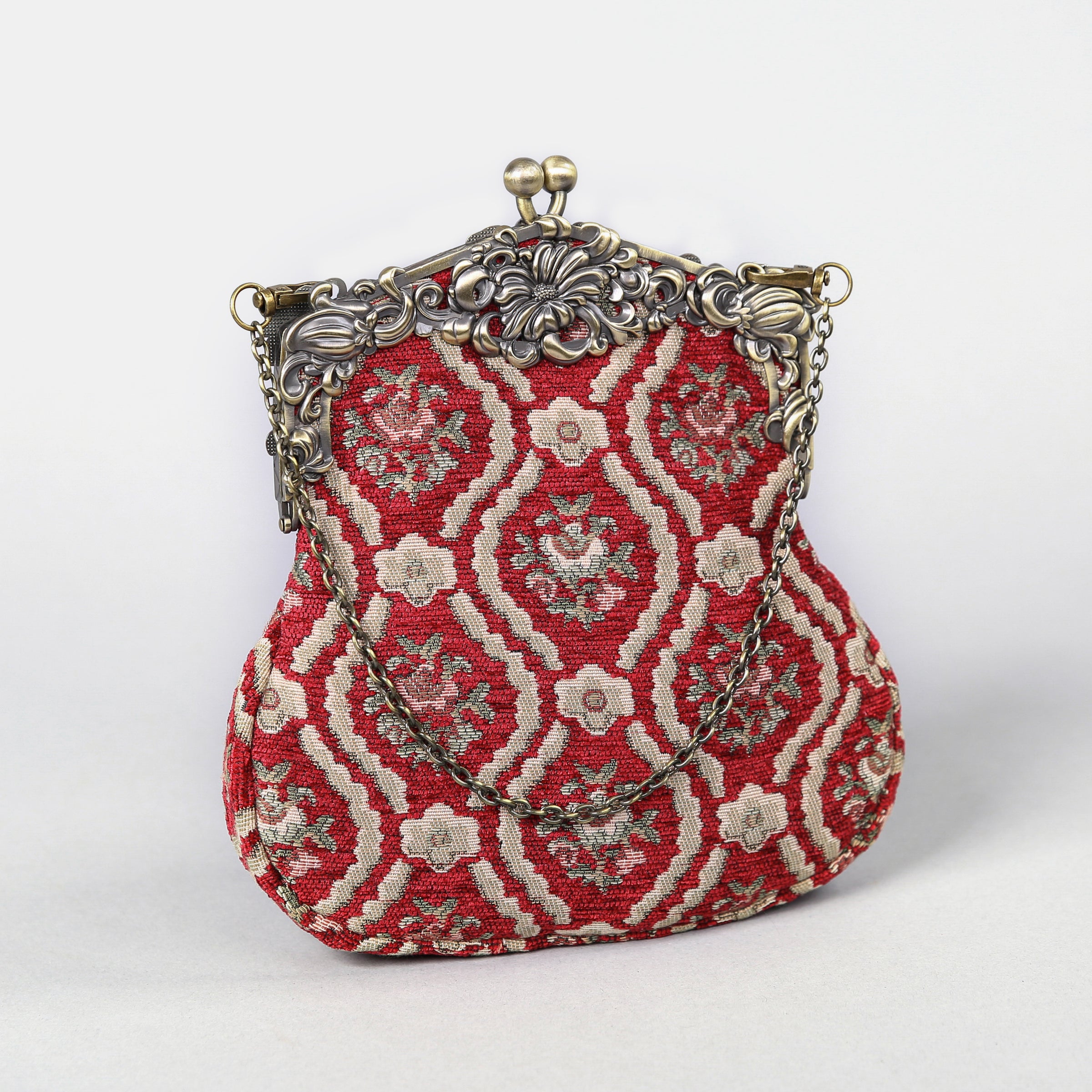 Traditional Red Chatelaine Purse Large Carpetbag of America