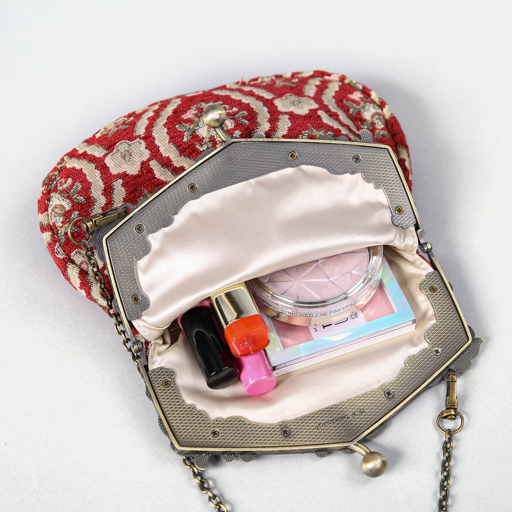 Traditional Red Chatelaine Purse Large Carpetbag of America