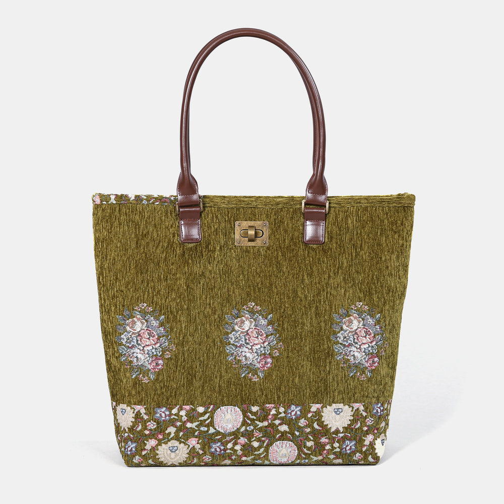 Climbing Rose Pattern Carpet Tote Shopper Carpetbag of America