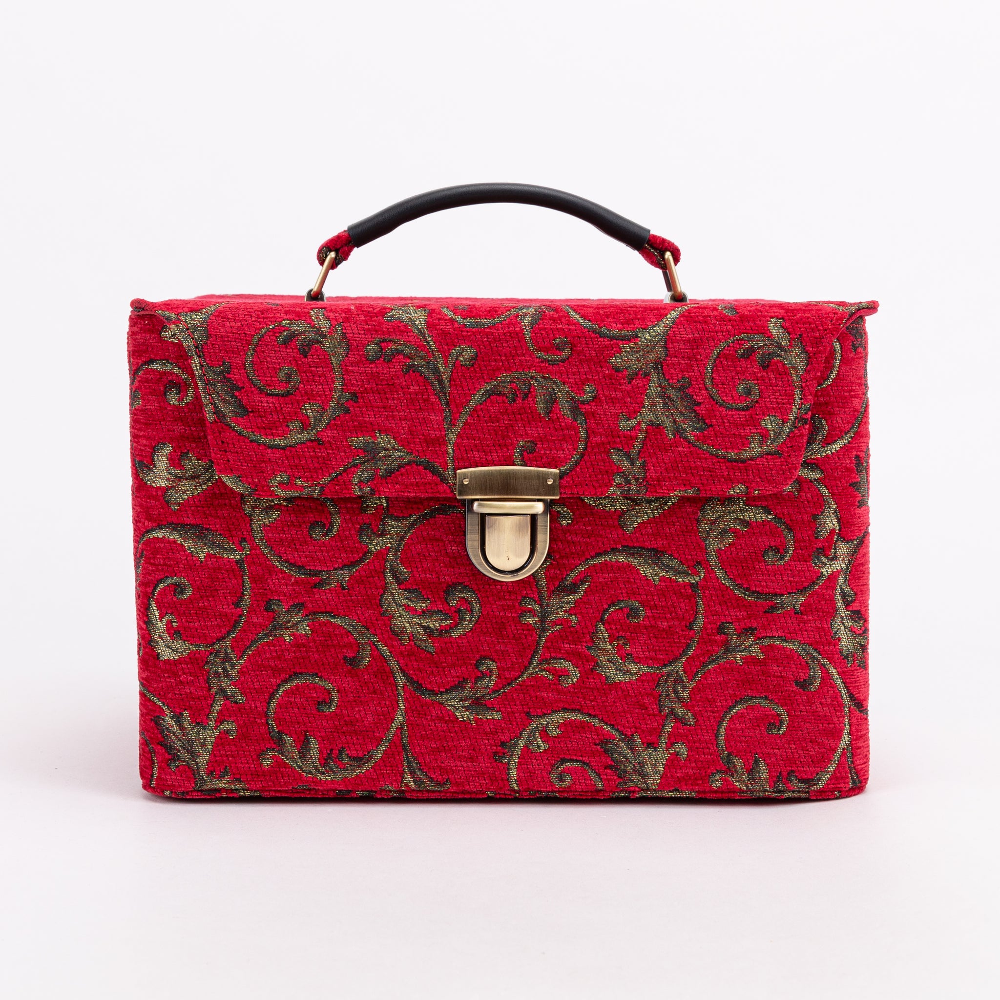 Josephine Large Train Case Purse | Vintage Scroll Red
