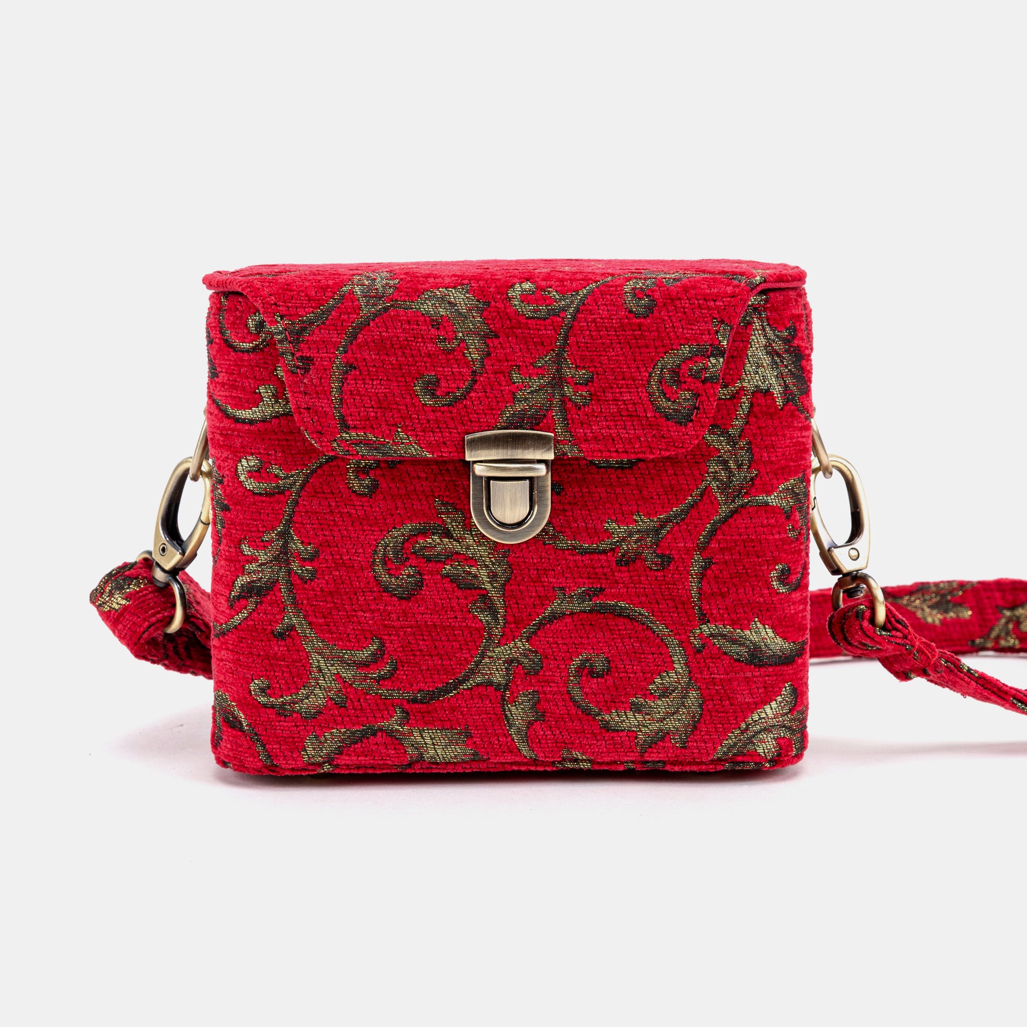 Vintage Scroll Red | Emma Small Train Case Purse