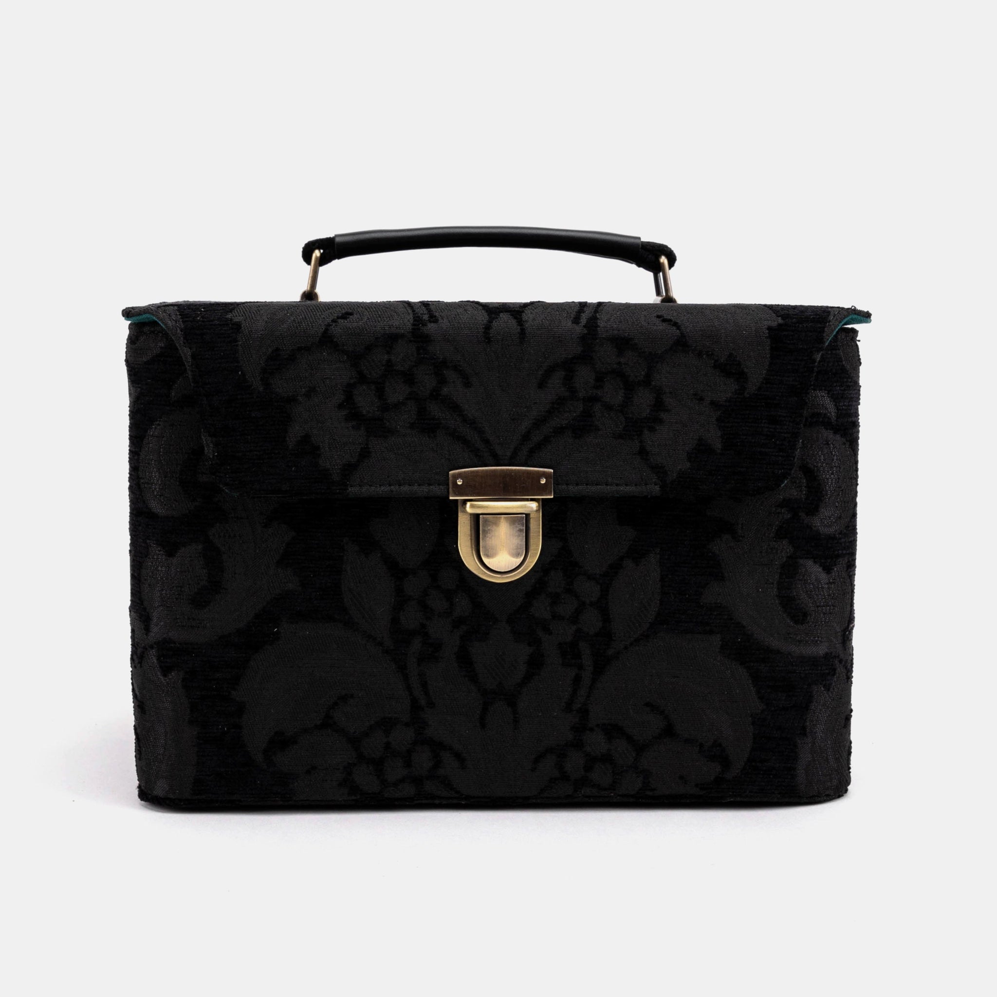 Josephine Large Train Case Purse| Victorian Blossom Black