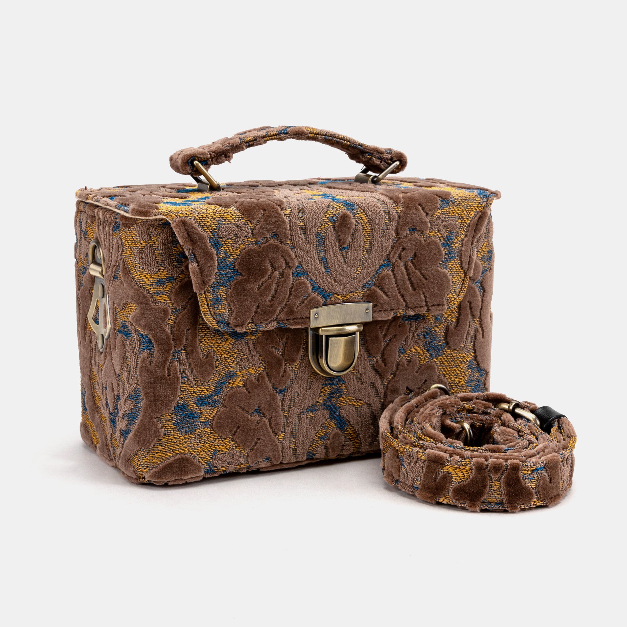 Clara Medium Train Case Purse | Burnout Velvet Camel