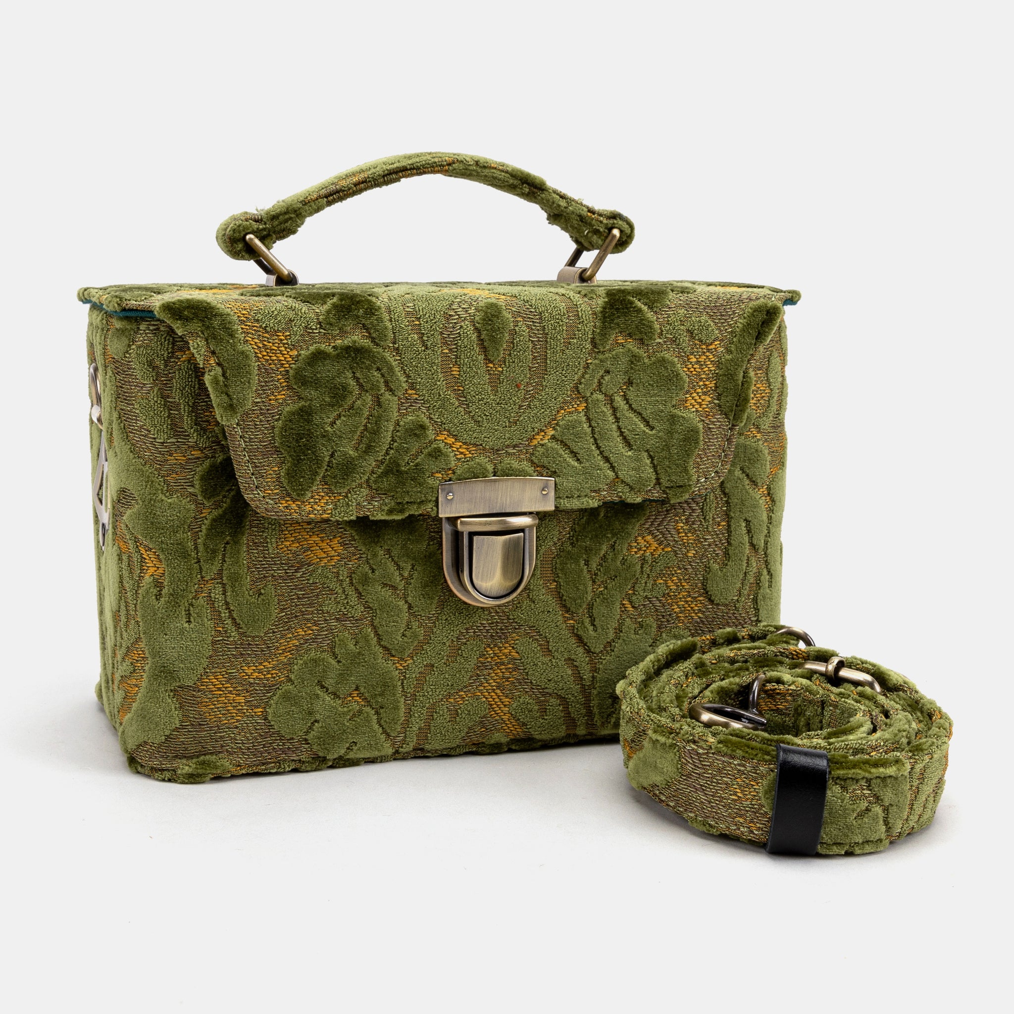 Clara Medium Train Case Purse | Burnout Velvet Fern Green