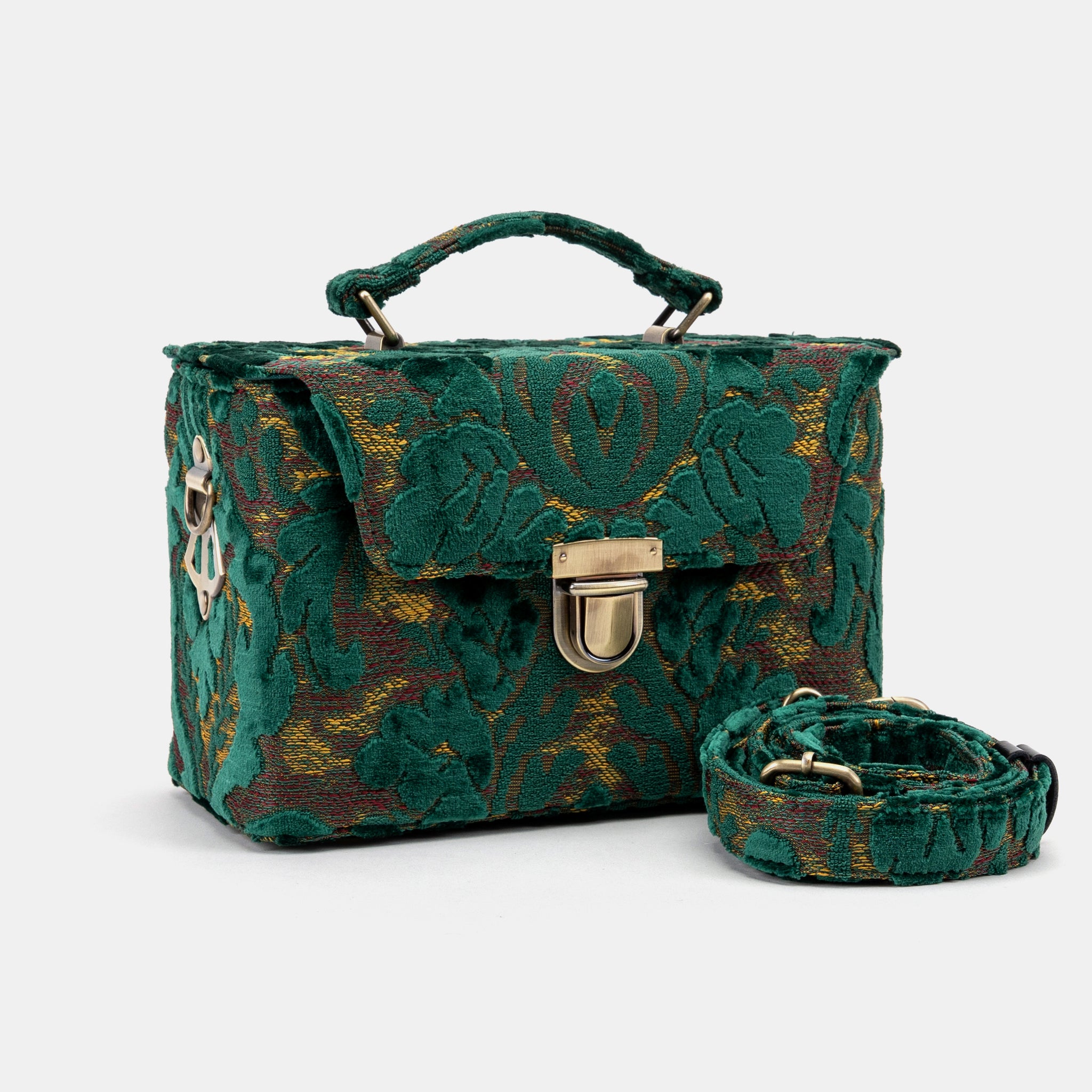 Clara Medium Train Case Purse | Burnout Velvet Jade Green