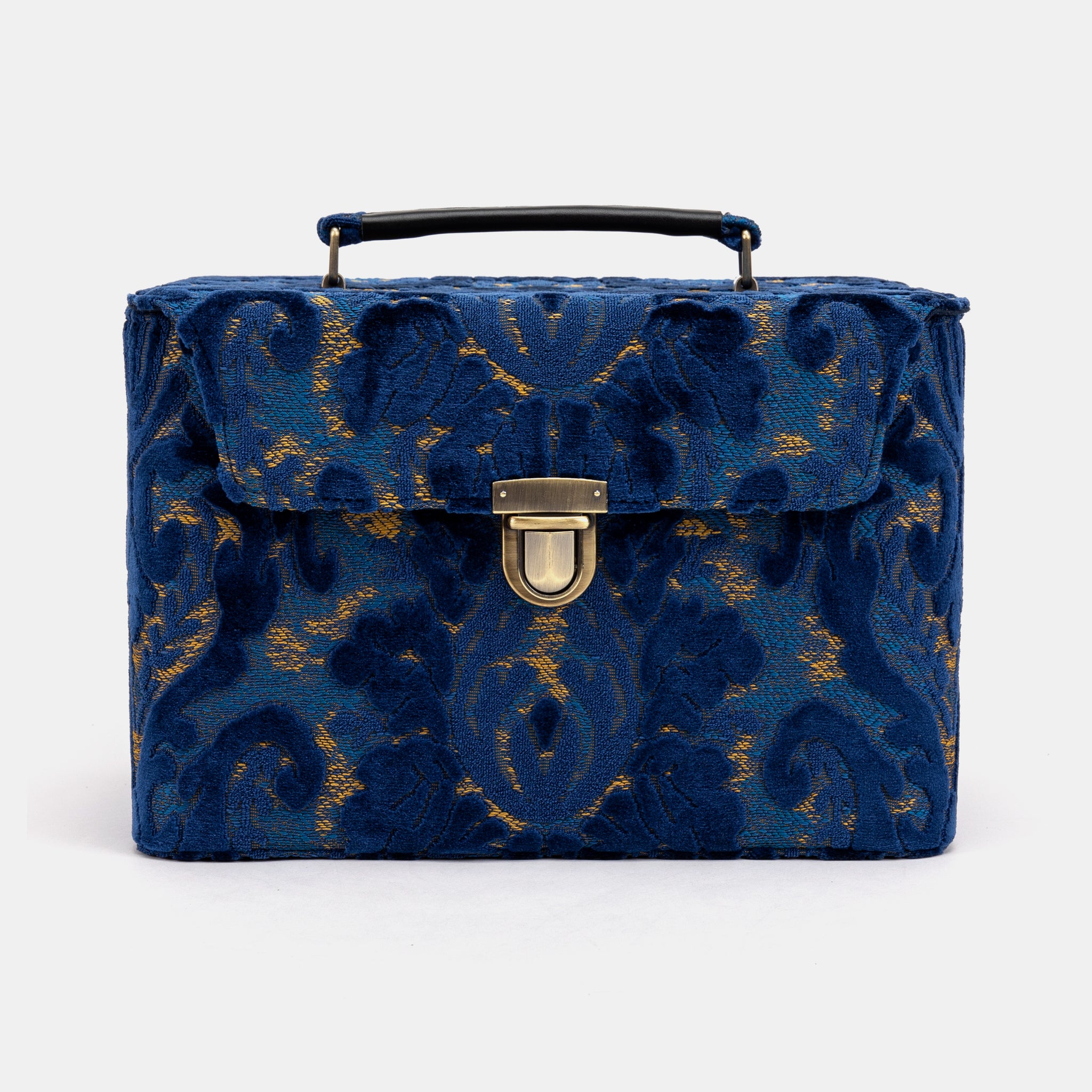 Josephine Large Train Case Purse | Burnout Velvet Navy