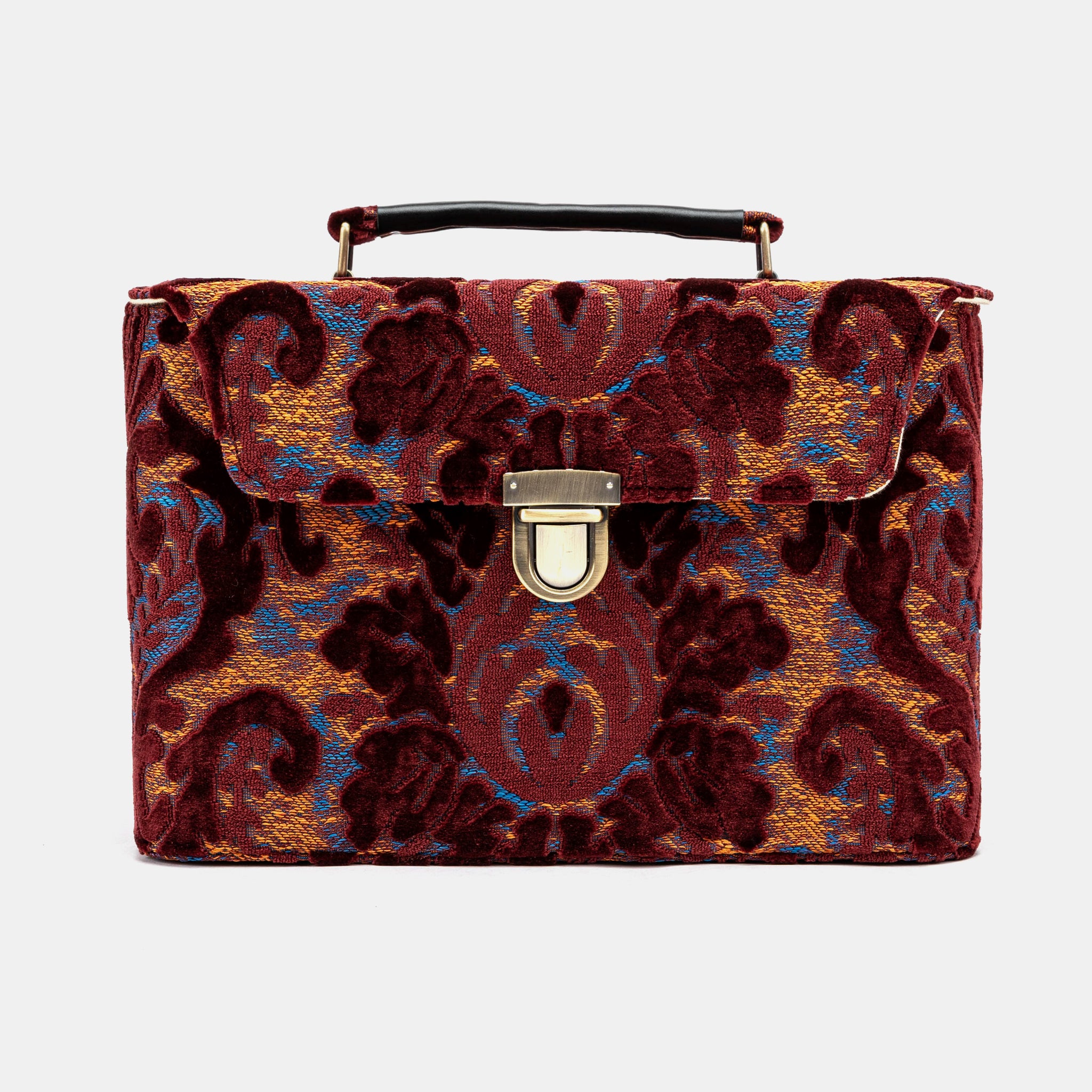 Josephine Large Train Case Purse | Burnout Velvet Wine