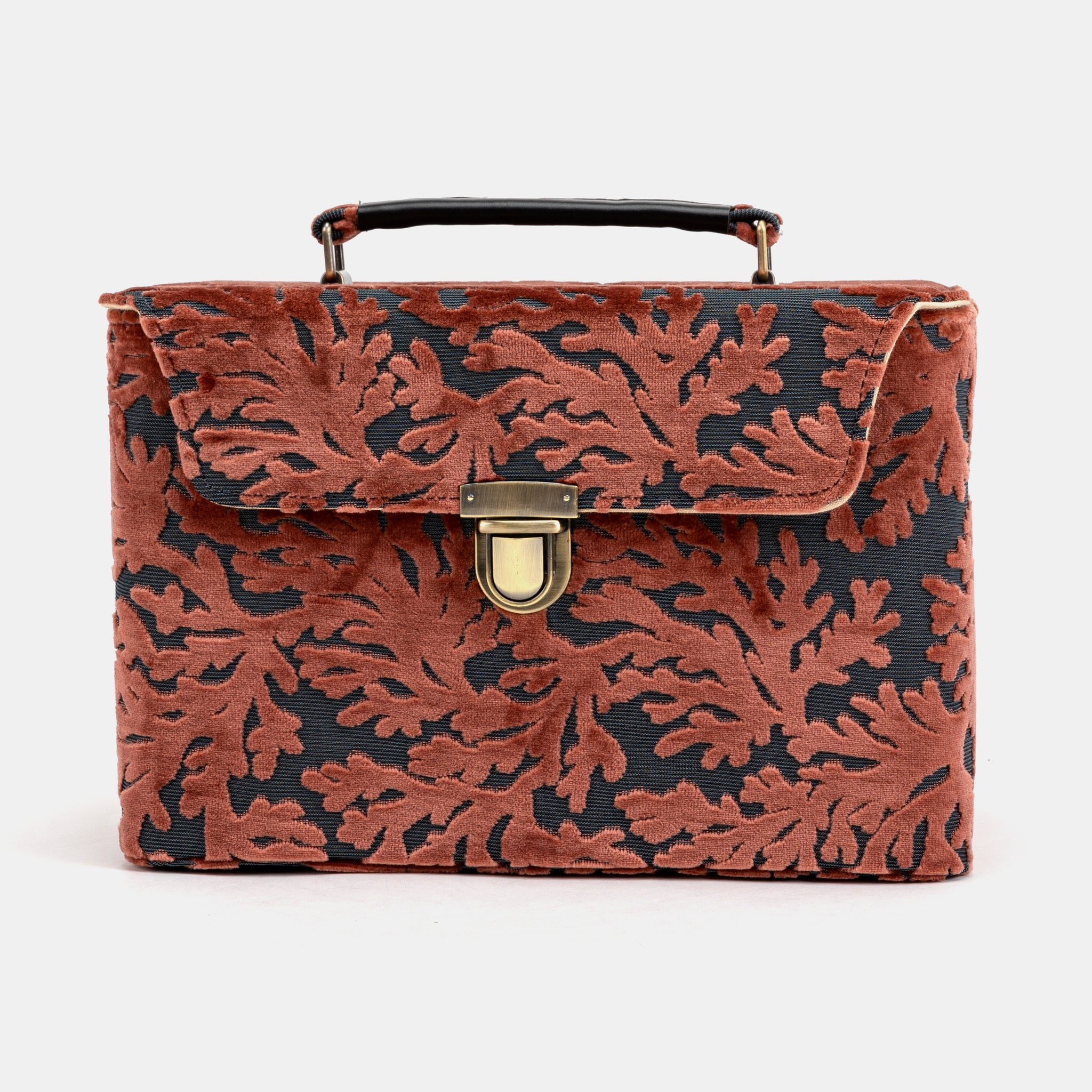 Josephine Large Train Case Purse | Burnout Velvet St Tropez Scuba Coral