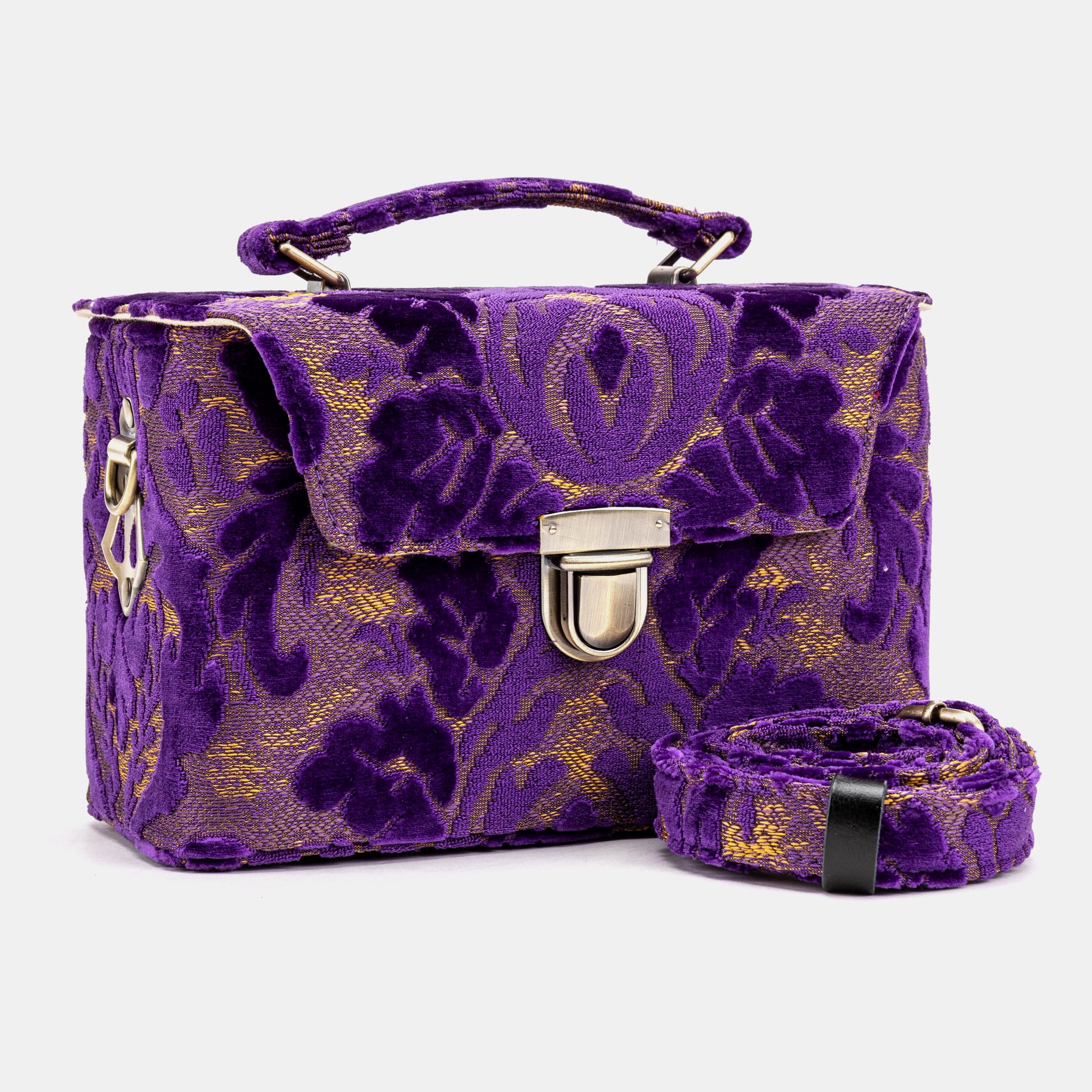 Clara Medium Train Case Purse | Burnout Velvet Purple