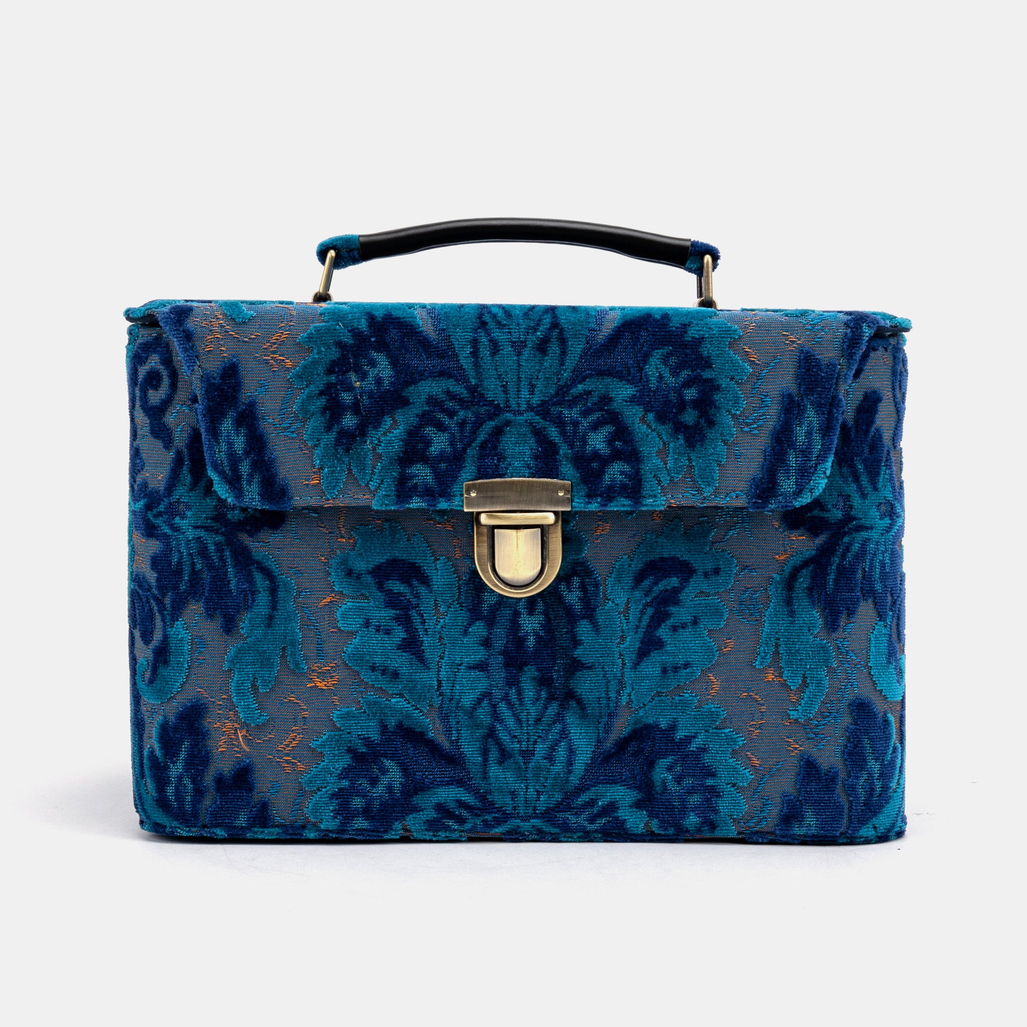Josephine Large Train Case Purse | Burnout Velvet Revival Aqua