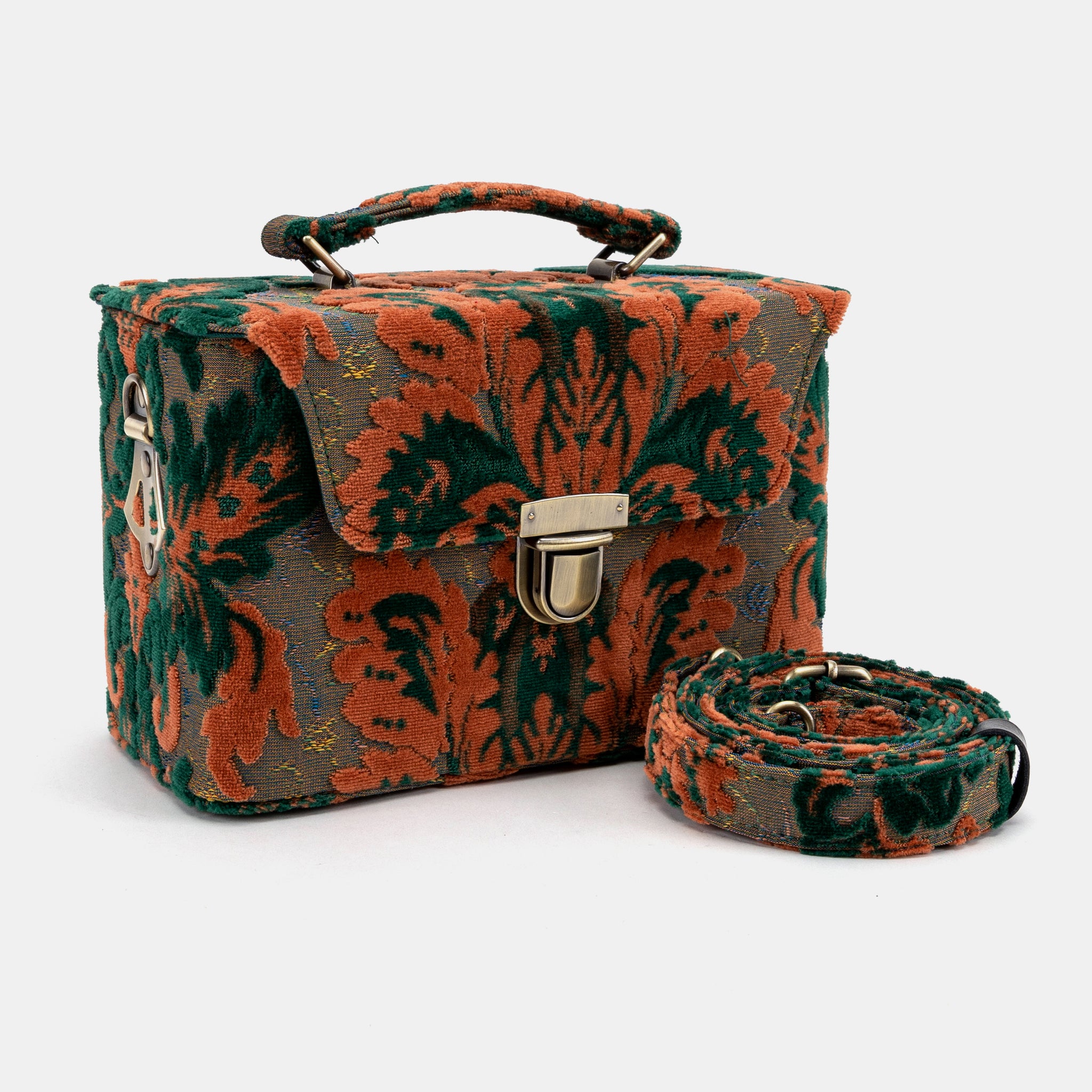 Clara Medium Train Case Purse | Burnout Velvet Revival Jade